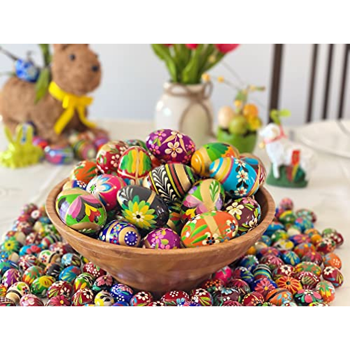 Importer AM Polish Easter Handpainted Wooden Eggs (Pisanki), Set of 6 Medium Eggs