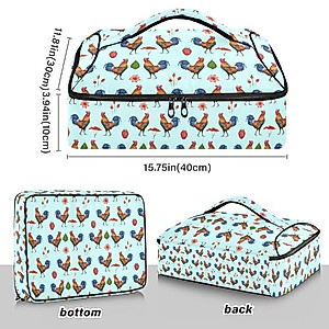 Kcldeci Insulated Thermal Food Carrier Insulated Casserole Carrier for Hot or Cold Food,Roosters Berries Insulated Tote Bag for Potluck Cookouts Parties Picnic,Lasagna Lugger