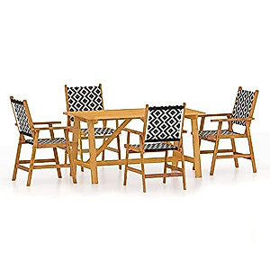 Camerina 5 Piece Patio Dining Set Patio Table and Chairs Set Outdoor Patio Dining Set Outdoor Dining Table Set Solid Acacia Wood 3087124