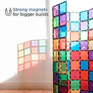 Connetix Tiles, 100 pc Creative Pack of Magnetic Building Tiles for Kids, Colorful Shapes, Fences, and Door Frames to Create Big Castles, Rockets, Bridges, Towers, and More