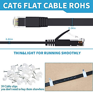 Seedato Cat6 Ethernet Cable 50 ft, Cat6 Ethernet Cable, Ethernet Cable 50 ft, Long Ethernet Cable, Rj45 Connectors for Gaming PS4 PS5 Ethernet Switch, Modem, Router, Coupler, Black