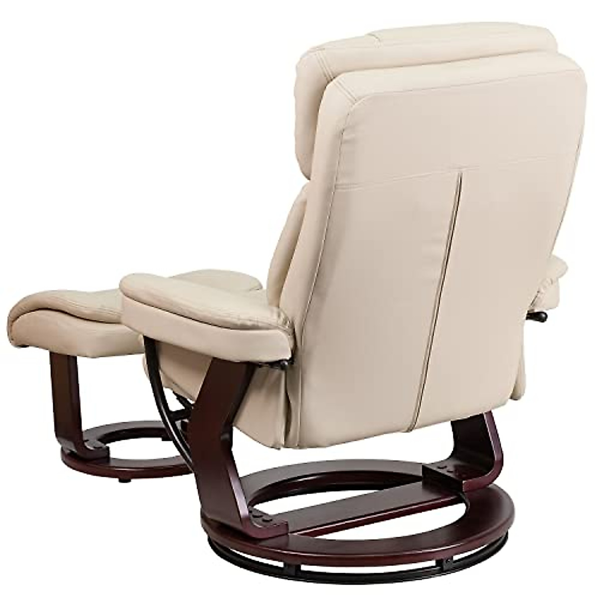 Flash Furniture Recliner Chair with Ottoman | Beige LeatherSoft Swivel Recliner Chair with Ottoman Footrest