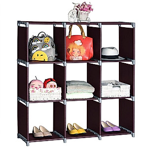 9 Cube Shelf Organizer, Open Cube Rack, DIY Storage Organizer for Closet, Compartments Storage Shelf, Dark Brown