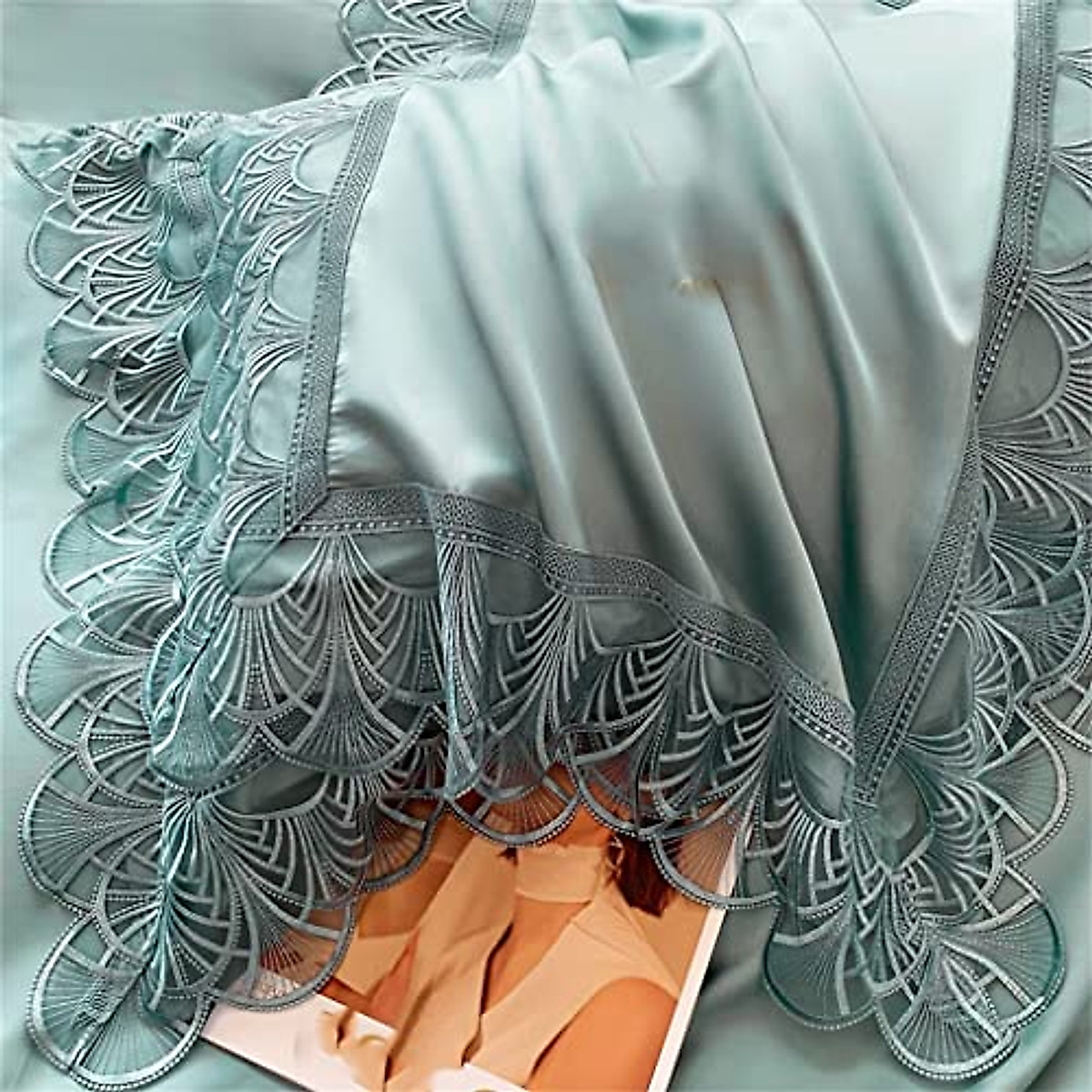 KUTDYK Velez Embroidered Bedding Set Fibre Duvet Cover Sheet Set Pillowcase Home Textiles (Color : D, Size : 220 * 240cm)