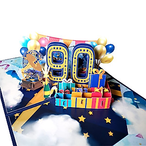 UVATAHONA 90th Greeting Birthday Cards, Pop Up Happy 90th Birthday Card for Him or Her, Cheers 90 Years Old Birthday Cards Best for Husband, Wife, Mom, Dad, Sister, Brother, Friend