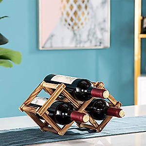 Cabilock Dining Table Decor Wooden Wine Bottle Holder Natural Wine Display Shelves Wine Storage Stand Wine Rack Wine Cellar Racks for Home Kitchen Pantry Cabinet Bar (Brown) Rustic Decor