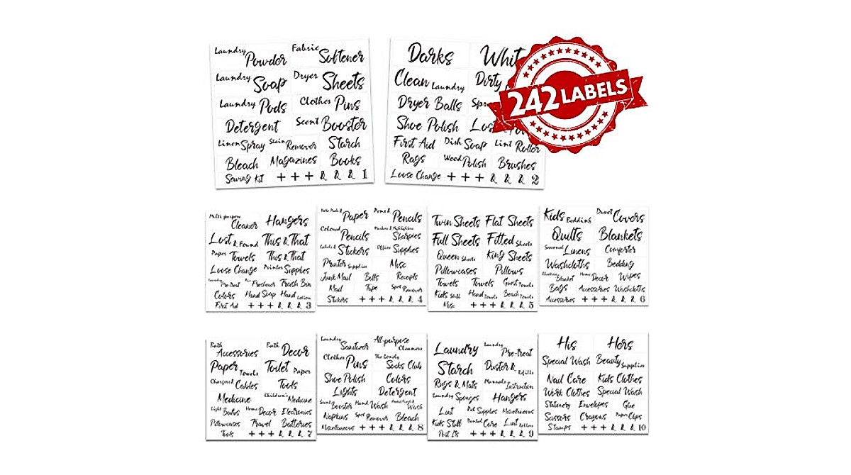 Organize with Hebayy 242 Cursive Laundry Labels