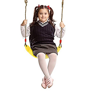 EVA Board Swing,EVA Soft Adjustable Board Swing Seat with Rope Children Fitness Hanging Swing Chair Toy for Playground Swing Backyard and Playroom(Yellow)