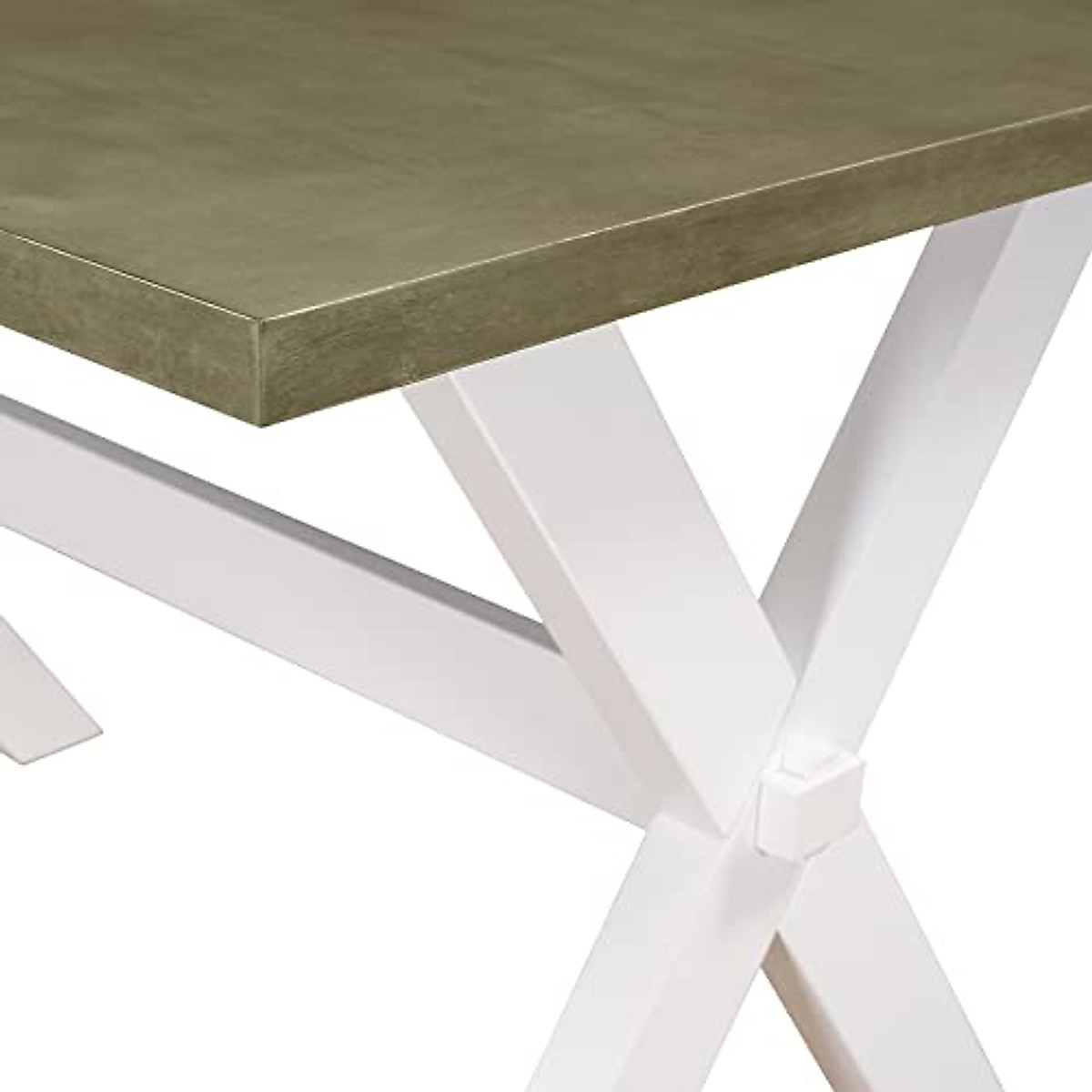 Harper & Bright Designs 5-Piece Wood Dining Table Set, Farmhouse Rustic Kitchen Dining Table with 4 Upholstered X-Back Chairs, White+Beige