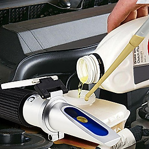 3-in-1 Antifreeze Refractometer, Battery Coolant Refractometer Antifreeze Tester for Checking Freezing Point, Battery Fluids SG with ATC, Battery Check-up Test, Coolant + Extra LED Light & pipettes