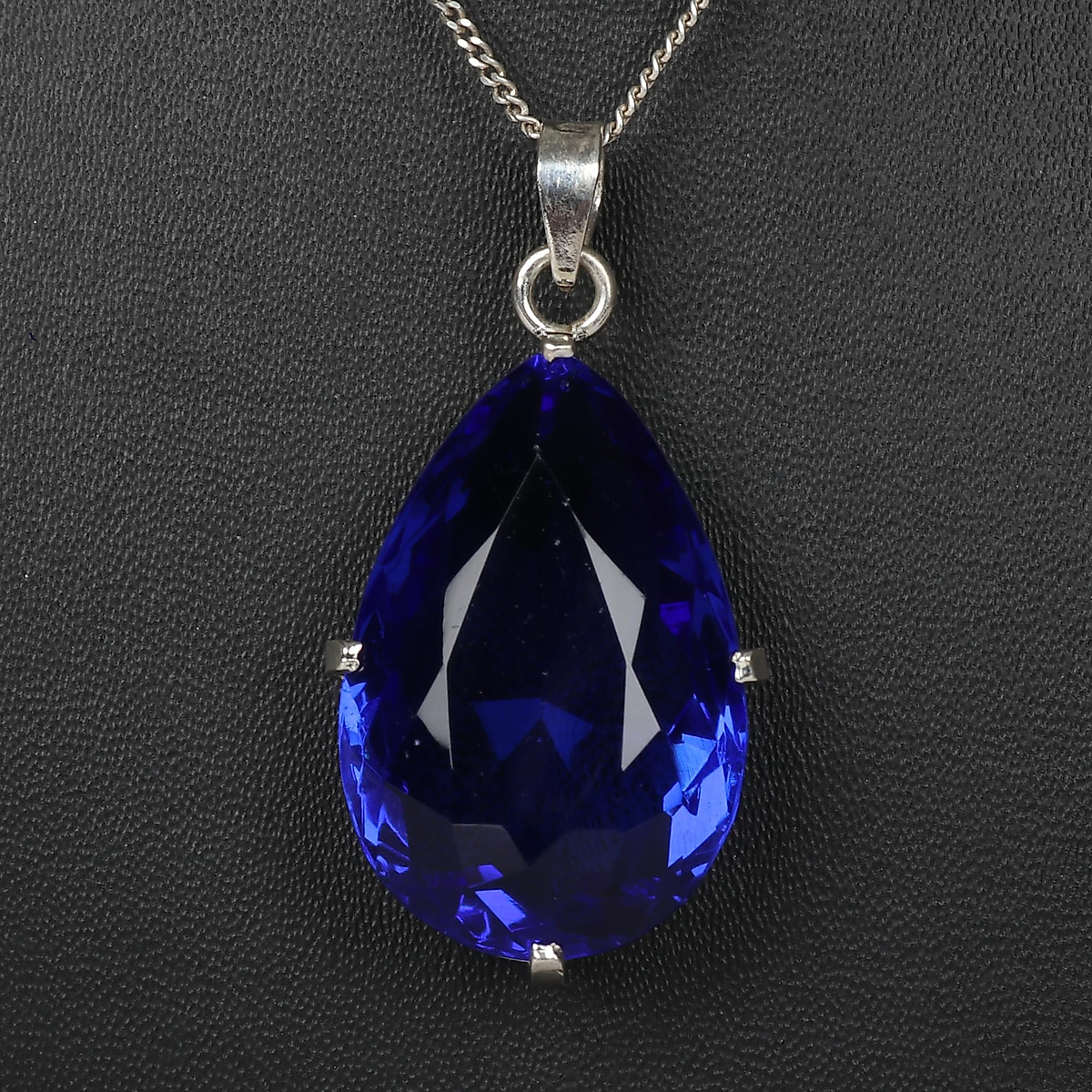 GEMHUB 80.00 Ct. Stunning Blue Topaz Oval Cut Gemstone Pendant Without Chain, Handmade Sterling Silver