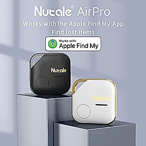 Nutale AirPro Key Finder Tag (iOS Only), Bluetooth Tracker Item Locator with Key Chain for Keys Pet Wallets or Backpacks and Tablets Batteries Include Compatible with FindMy APP (White&Black, 4 Pack)