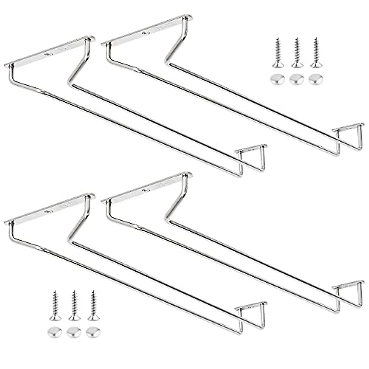 CUKE2BEET 15.7 Inch Stainless Steel Wine Glasses Rack Under Cabinet Stemware Rack, Wine Glass Hanger Rack Wire Wine Glass Holder Storage Hanger for Cabinet Kitchen Bar (4)