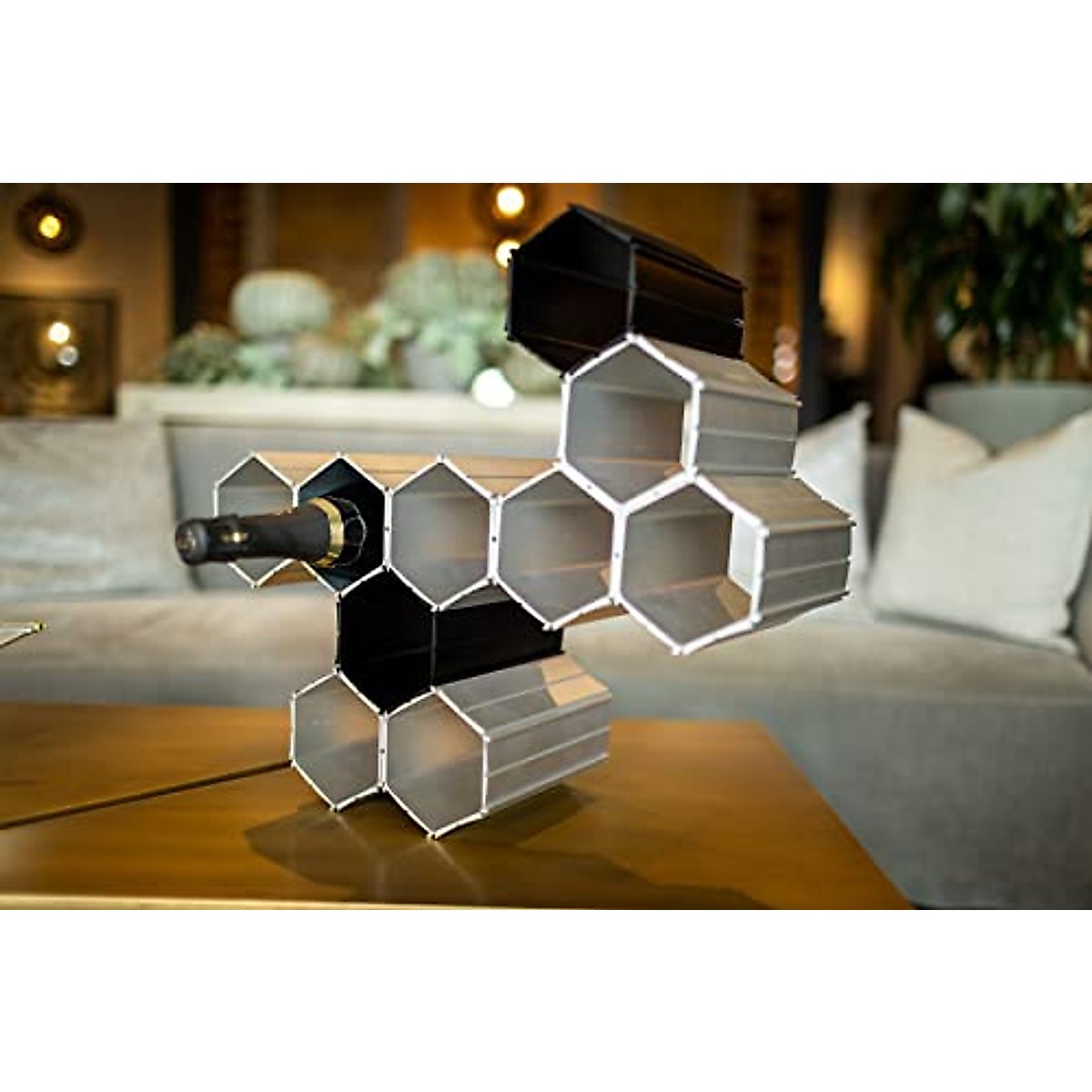 WineHive Bundle - 2 Items Cell Modern Modular Wine Storage System - 20 Cell with Wall Mount Hardware Kit - Black