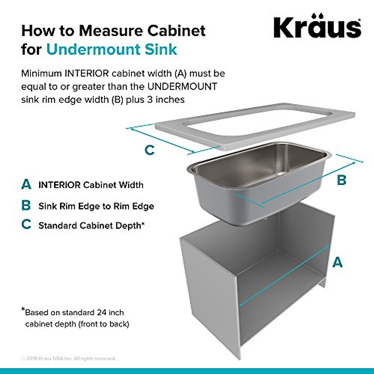 Kraus KBU11 20 inch Undermount Single Bowl 16 gauge Stainless Steel Kitchen Sink