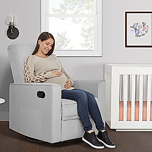 Evolur Raleigh Upholstered Plush Seating Glider Swivel, Recliner, Glider For Nursery In Misty Grey, Greenguard Gold Certified, Modern Nursery Recliner, Environmentally Conscious Glider