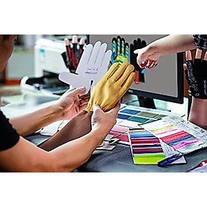 FOUR-AM 2Pairs Gardening Gloves Cut Proof Elbow Length Cowhide Leather Garden gloves women size (Yellow&Belge, Large(Yellow 1Pair))