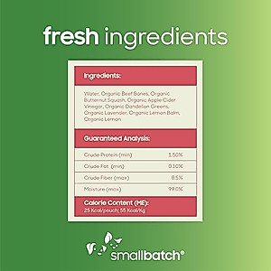 Smallbatch Pets Shelf Stable Bone Broth, Organic Beef Recipe with Prebiotics & Adaptogen-Inspired Ingredients, Topper for Dogs - 16 Ounce