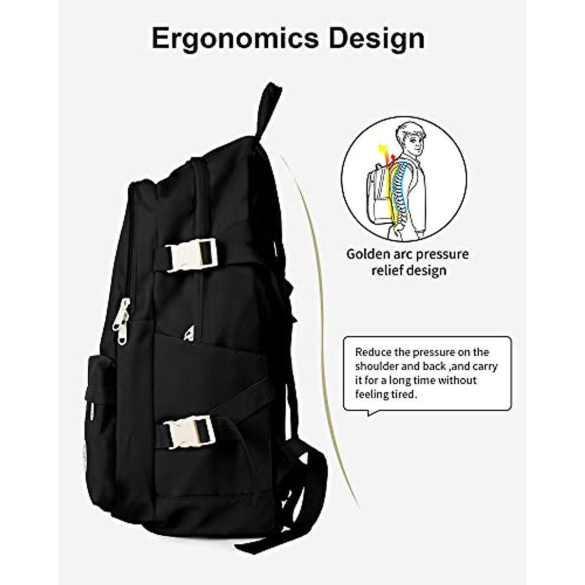 VGOCO Backpack for Women,Unisex Lightweight Backpack Bag Water-proof Casual Rucksack for Women Men Fits 14 inch Laptop Work Daypack Black