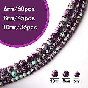 GOMOOBEADS 36 PCS of Natural Purple Imperial Jasper Beads for DIY Jewelry - 10MM Round Spacer & Energy Healing Stones, 15.5" Strand of Gemstones for Bracelets & Necklace