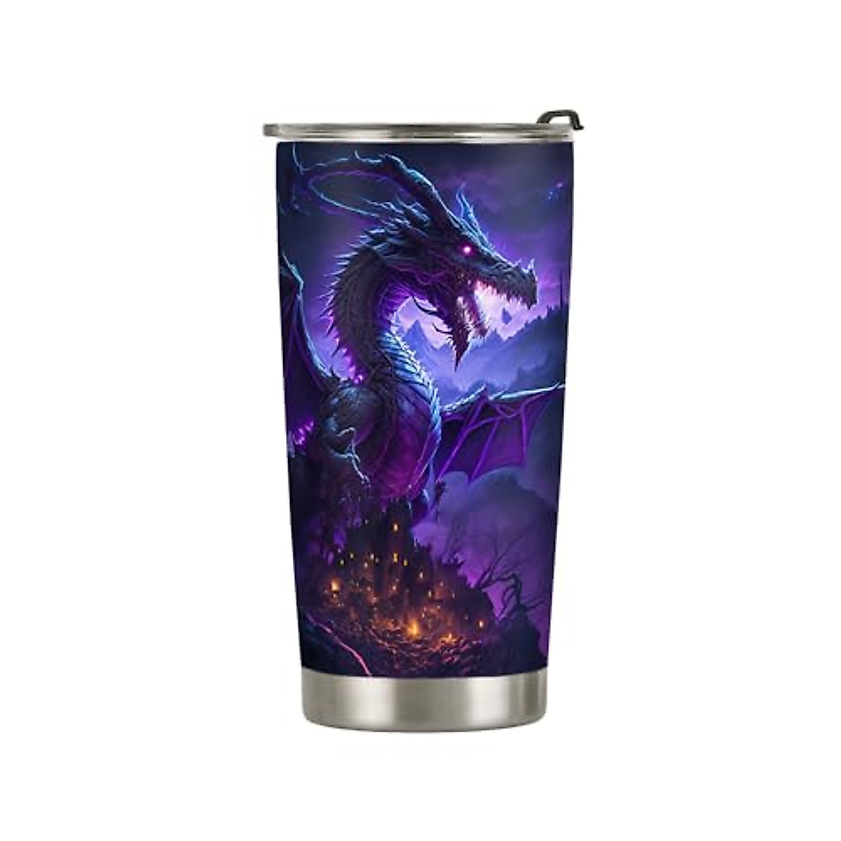 20oz Mythical Dark Dragon Tumbler, Gaming, Gamers Gifts for Dragon Lovers, Coffee Thermos for Men, Stainless Steel Double Wall Vacuum Insulated Coffee Mug, Travel Cup with Lid