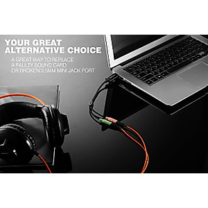 USB Audio Adapter, DuKabel USB to 3.5mm Jack TRS AUX Adapter for Built-in Chip USB Sound Card for Headset with Separate Plug TRS 3 Pole Microphones [Metal Housing & Durable Braided / 9.8inch]