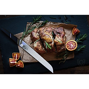 Dalstrong Slicing Knife - 12 inch Brisket, Meat and BBQ Knife - Razor Sharp American Forged BD1N-VX Hyper Steel - Quantum Series - Premium Kitchen Knife - Carving Knife Slicer - Leather Sheath