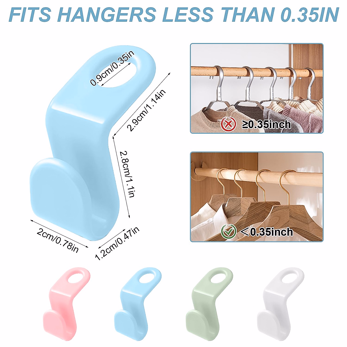 50 PCS Space Saving Hanger - Clothes Hanger Connector Hooks, Stacking Hanger Hooks Space Saver, Plastic Closet Organizers and Storage Hanger Extender for Heavy Duty Cascading Connection Hook (White)