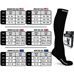 Physix Gear Compression Socks - Best Men & Womens Compression Socks for Circulation, Running, Nurses, Athletic Use Sock Compression, Blood Pressure Socks, Calcetines de Compresion, All, Black, L/XL
