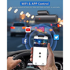 Dash Cam 1080P Car Camera, EUKI WiFi Dash Camera for Cars, Dash Cam Front with Night Vision, 170°Wide Angle, 24 Hours Parking Monitor, Loop Recording, G-Sensor, APP Control, Support 128GB Max