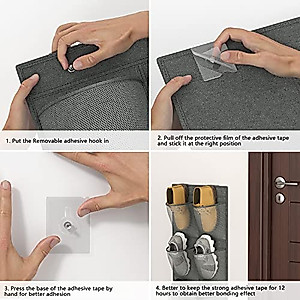 Deyilian 2 Pack 12 Large Mesh Pockets Closet Door Hanging Shoe Rack Organizer Narrow Shoe Holder, Wall Mounted Shoes Rack with Sticky Hanging Mounts for Camper RV Shoe Storage No Drilling