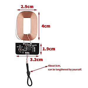 2 Pack Wireless Charger Receiver,DIY Wireless Charging Receiver Module with Magnetic Spacer,Qi Wireless Charging Standard,Built-in Short-Circuit Protection,Over-Voltage Protection