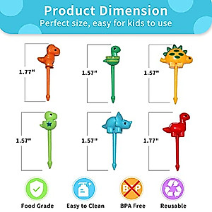 12Pcs Food Picks for Kids, Dinosaur Fruit Food Picks, Fun Kids Food Picks for Bento Box, School Lunch Accessories for Kids, Cute Animal Fruit Toothpicks for Picky Eaters