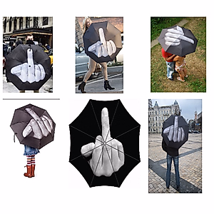 Fashion Vertical Middle Finger Foldable Rain Umbrella Wind Resistant Windproof Floding Travel Umbrella