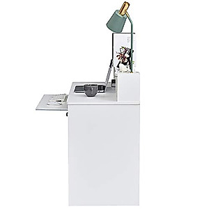 ROCKPOINT Axess White Computer Keyboard Tray and Drawer Small Home Office Bedroom, Homework and School Studying Writing Desk for Student with Storage