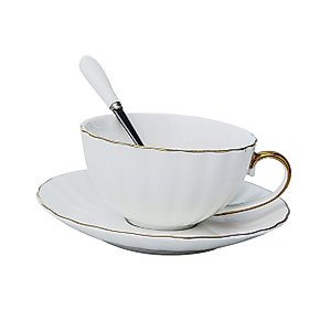 DOITOOL 1 Set Coffee Cup Set Tea Cup with Spoon and Saucer Coffee Cup with Dish Coffee Cups and Saucer Espresso Glasses Espresso Cups and Saucer British White Ceramics Lovers Drinking Cup