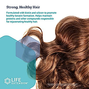 Life Extension Hair, Skin & Nails Collagen Plus Formula - Promotes Collagen & Keratin Health - with Niacin, Vitamin B6, Biotin, Calcium & Zinc - Non-GMO – 120 Count(Pack of 1)