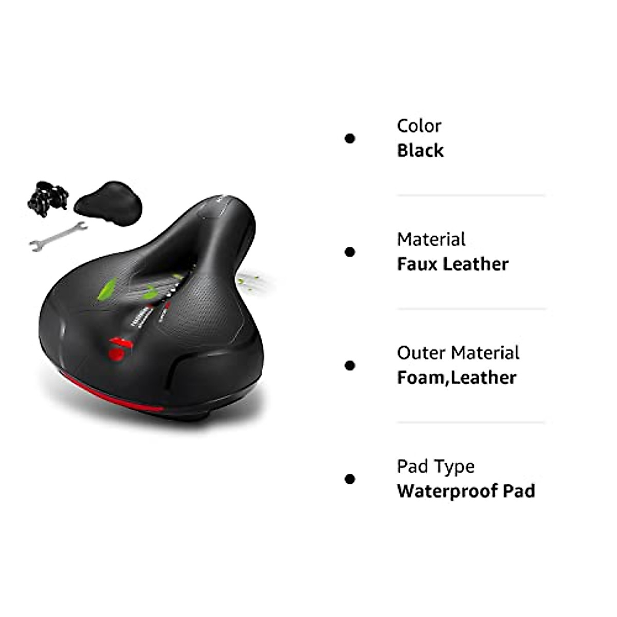 GREAN Comfortable Seat Cushion for Men Women with Dual Shock Absorbing Ball Memory Foam Waterproof Wide Bicycle Saddle Fit for Stationary/Exercise/Indoor/Mountain/Road Bikes