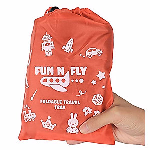 Fun N' Fly Foldable Travel Tray - Blue Red Portable Durable Kids, Toddler, Baby Play Space and Snack Desk for Airplane Travel by FunnFly