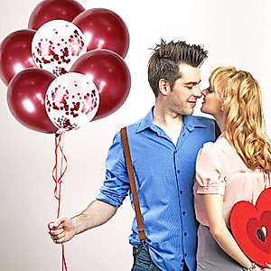 12 Inch Latex Burgundy Balloons Wine Balloons Confetti Balloons for Wedding Bridal Shower Birthday Party Anniversary Decoration & Women Party,110 Piece