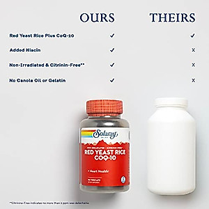 SOLARAY Red Yeast Rice Plus CoQ-10 & No-Flush Niacin Vitamin B-3, Healthy Heart & Cardiovascular Support, Non-Irradiated & Citrinin Free, 60 Day Money Back Guarantee, 90 Servings, 90 VegCaps