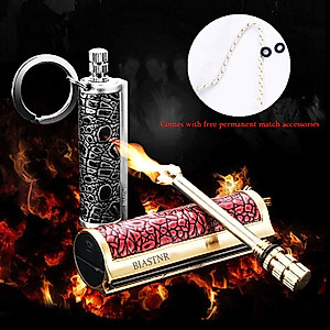 BIASTNR Permanent Match Lighter, Flint Fire Starter Keychain Metal Matchstick Fire Starter Emergency Survival Gear for Camping Hiking Hunting