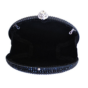 Chicastic Black Rhinestone Crystal Minaudiere Hard Mini Wedding Cocktail Evening Clutch Bag