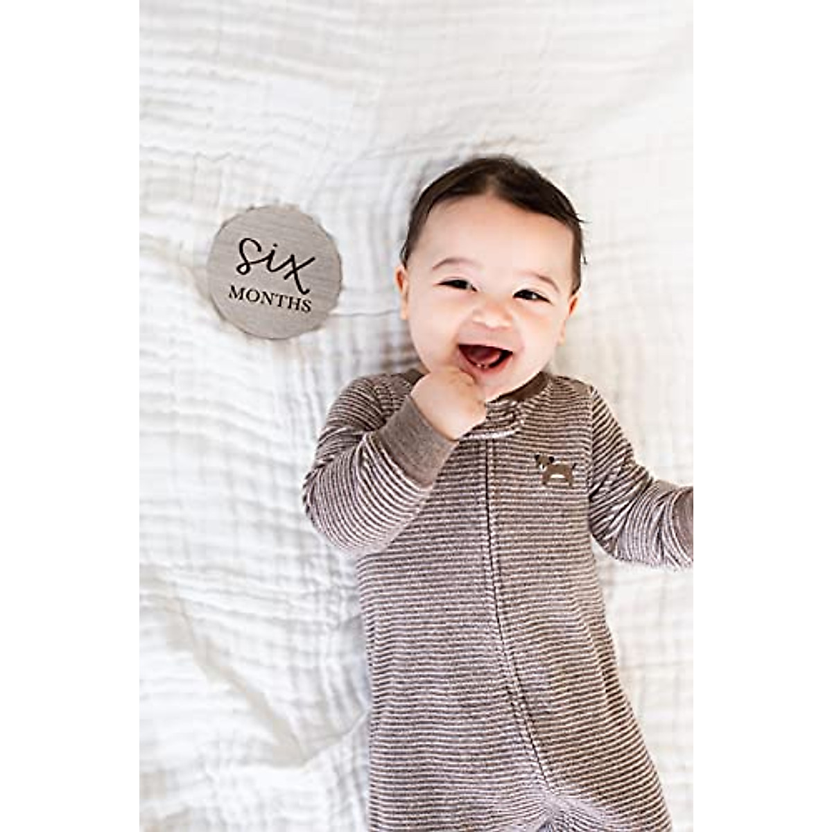 Little Pear Wooden Monthly Milestone Cards, Baby Milestone Photo Props, Wooden Monthly Photo Prop Cards