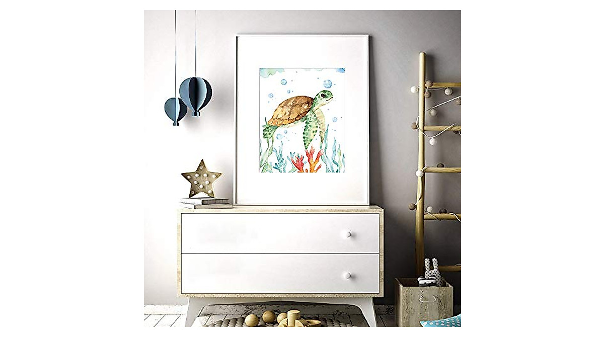 Marine Life Watercolor Art Prints Set - Ocean Theme Decor for Kids ...