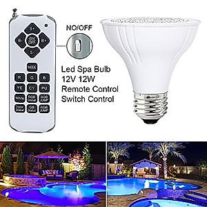 COOLWEST 120V LED Spa Lights Bulb 12W RGB Multi Color LED Spa Light with Remote for Most Spa Fixture Hot Tub Spa Inground Pool Bulb Replacement Bulb E26 Base