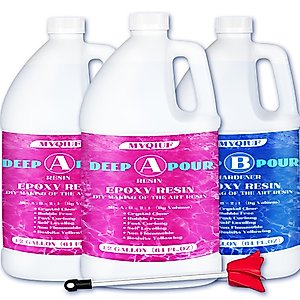 Deep Pour Epoxy Resin, 1.5 Gallon 2-4" Pour Depths Epoxy Resin Kit Crystal Clear High-Gloss No Bubble Self Leveling for DIY Molds Wood River Table Flower Preservation Top Mold Crafts Mix 2:1 Ratio