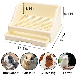 Hamiledyi 14 Pcs Rabbit Litter Box with Drawer Urinal Pad Pet Toilet Cage Trainer Corner Potty Cleaner Broom Brush Dustpan for Guinea Pigs Chinchilla Ferret Bunny Hedgehog Small Animals(White)