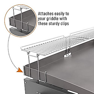 Yukon Glory™ Griddle Warming Rack - Designed for Blackstone Griddles 28" 1517 - New & Improved Design, One-Step Clip on Attachment (Not for Pro-Series)