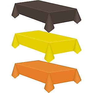 Patelai 12 Pcs Thanksgiving Disposable Plastic Tablecloth Fall Tablecloth for Rectangle Tables Waterproof Table Cover for Thanksgiving Fall Party Decoration, 54 x 108 Inch (Orange,Yellow,Brown)